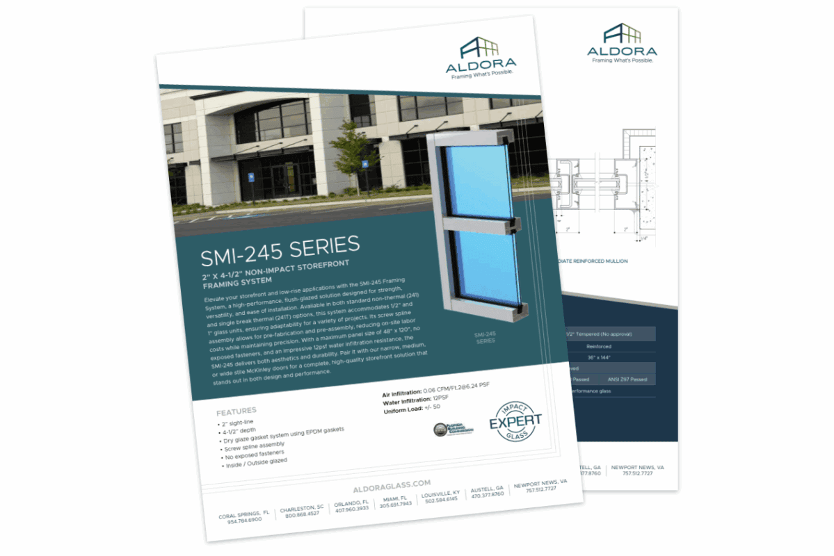 Non-Impact Flush Glazed Storefront System - SMI-245 by Aldora